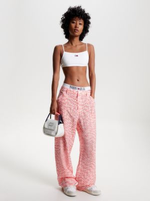 Badge Tie Back Ultra Crop Top White Tommy Hilfiger