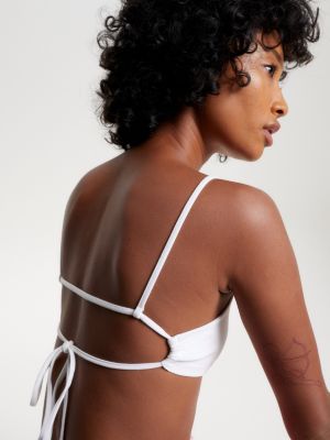 Crop Top Ultra Court à Liens à Nouer Et Badge Blanc Tommy Hilfiger