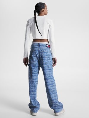 Essential Crop Top Met Lange Mouwen En Logo Wit Tommy Hilfiger