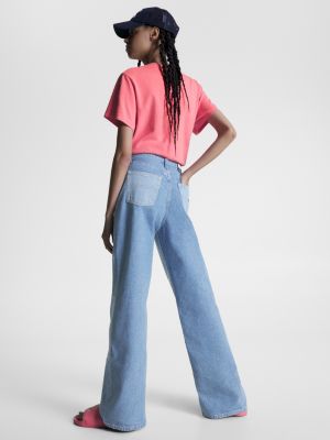 Tommy Jeans X Smiley® Claire High Rise Wide Patchwork Jeans Denim