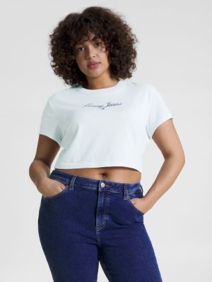 Camiseta Essential Curve cropped con logo | Azul | Tommy Hilfiger