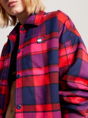 Oversized Fit Check Overshirt Red Tommy Hilfiger