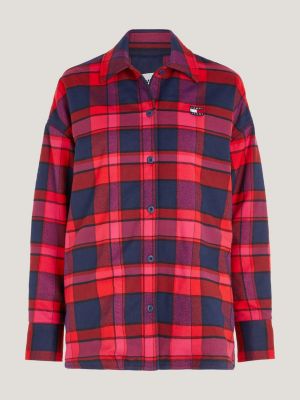 Oversized Fit Check Overshirt Red Tommy Hilfiger