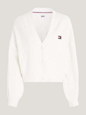 Essential Gerippter Relaxed Fit Cardigan Weiß Tommy Hilfiger