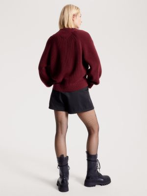 Mock Turtleneck Badge Relaxed Jumper Red Tommy Hilfiger