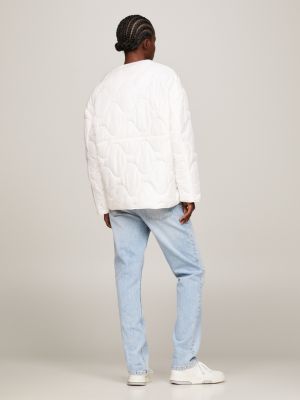 Collarless Padded Quilted Liner Jacket White Tommy Hilfiger