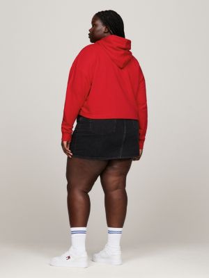 Essential Cropped Relaxed Hoody Red Tommy Hilfiger