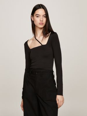 Multi-Strap Long Sleeve Top | Black | Tommy Hilfiger