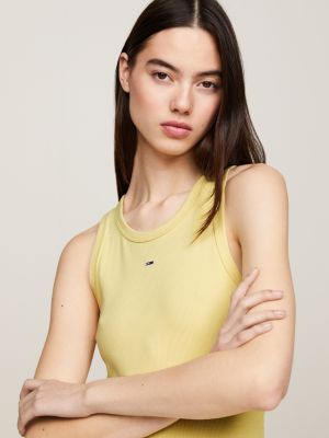 Essential Ribbed Bodycon Sleeveless Dress Yellow Tommy Hilfiger