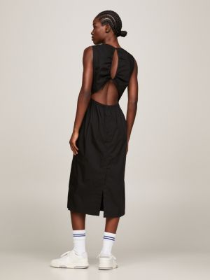 Mouwloze midi-jurk met open rug | Zwart | Tommy Hilfiger