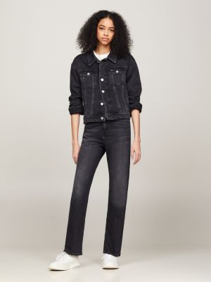 Julie Ultra High Rise Straight Black Jeans | Denim | Tommy Hilfiger