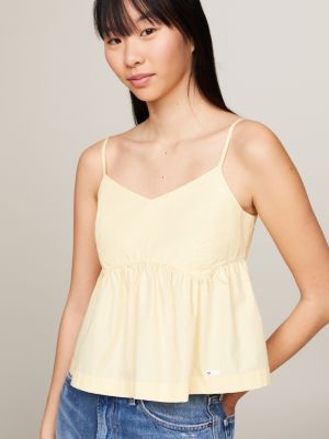 Floral Cropped Fit Spaghetti Strap Top | Yellow | Tommy Hilfiger