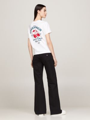 T Shirt Met Logo Graphics Op De Achterkant Wit Tommy Hilfiger