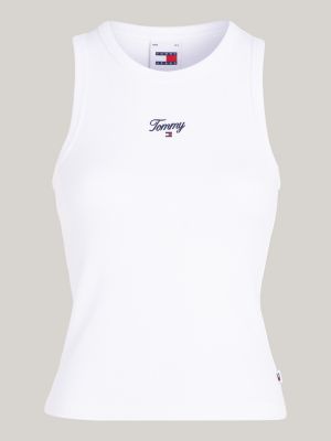 Slim Tanktop Met Scriptlogo Wit Tommy Hilfiger