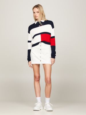 Izzie Denim Minirok Met Knopen Wit Tommy Hilfiger