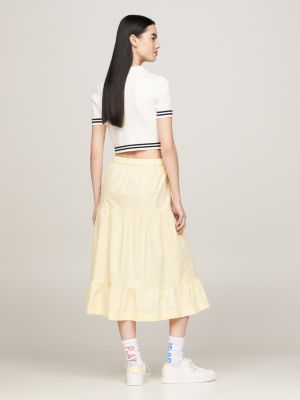 Tiered Flared Midi Skirt Yellow Tommy Hilfiger