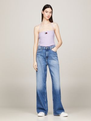 Slim Fit Tanktop Met Tommy Badge En Halternek Paars Tommy Hilfiger