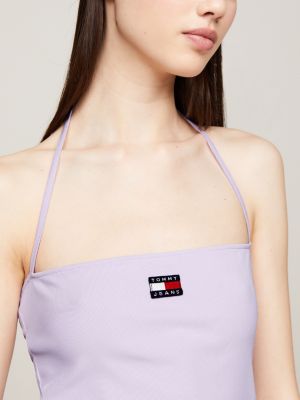 Slim Fit Tanktop Met Tommy Badge En Halternek Paars Tommy Hilfiger
