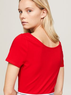 Logo Tape Fit and Flare Dress | Red | Tommy Hilfiger