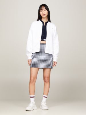 Essential Zip Thru Relaxed Bomber Jacket White Tommy Hilfiger