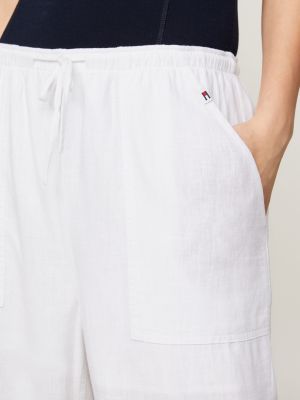 Spodnie Harper Z Prostymi Nogawkami I Troczkami Biały Tommy Hilfiger