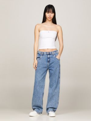 Essential Flag Patch Slim Fit Tube Top White Tommy Hilfiger