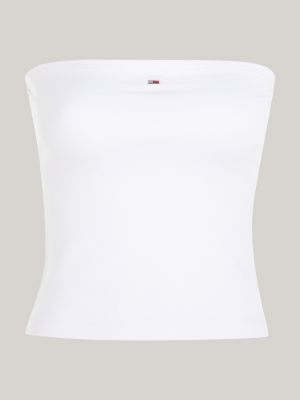 Essential Flag Patch Slim Fit Tube Top White Tommy Hilfiger