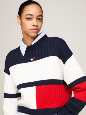 Jersey Cropped Color Block Con Parche Blanco Tommy Hilfiger