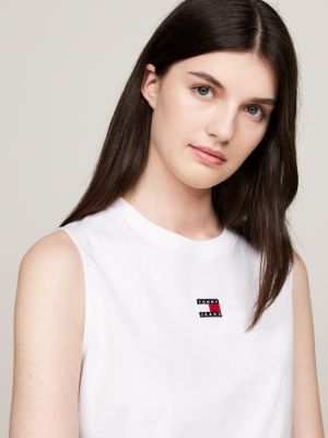 Boxy Fit Tanktop Met Badge Wit Tommy Hilfiger