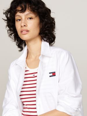 Relaxed Overhemd Met Tommy Badge Wit Tommy Hilfiger