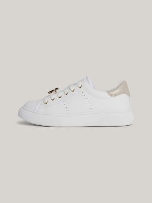 Th Monogram Metallic Trainers White Tommy Hilfiger