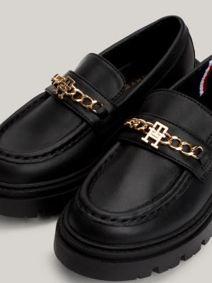 TH Monogram Chain Chunky Cleat Loafers | Black | Tommy Hilfiger