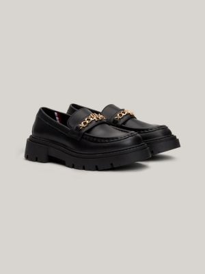 TH Monogram Chain Chunky Cleat Loafers | Black | Tommy Hilfiger