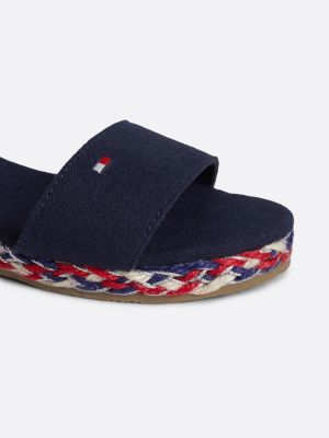 Signature Rope Canvas Wedge Sandals Blue Tommy Hilfiger