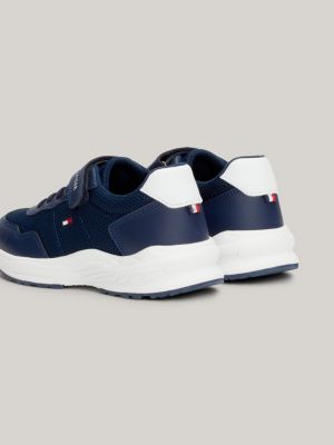 Vetersneaker Met Klittenband En Logo Blauw Tommy Hilfiger