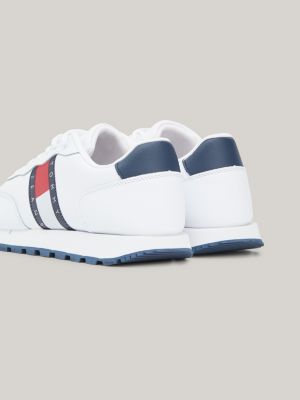Baskets De Running Essential En Cuir Enduit Blanc Tommy Hilfiger