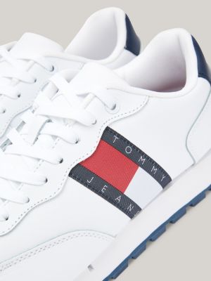 Baskets De Running Essential En Cuir Enduit Blanc Tommy Hilfiger