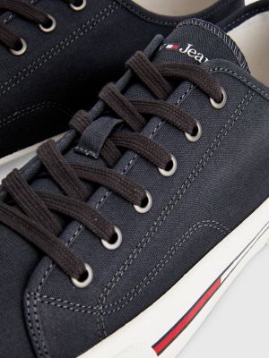Canvas Sneaker Mit Branding Detail Grau Tommy Hilfiger