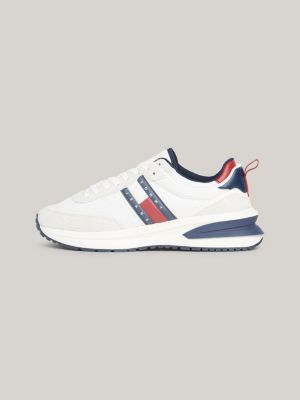 Scarpe Running In Pelle Con Suola Spessa Bianco Tommy Hilfiger