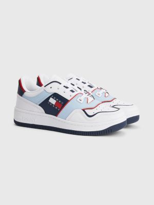 Leren Basket Sneaker Met Colour Blocking Wit Tommy Hilfiger