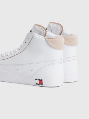 Baskets Montantes Varsity En Cuir Blanc Tommy Hilfiger