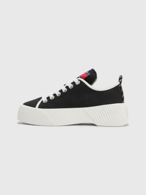 Flatform Sneaker Aus Canvas Mit Dicker Sohle Schwarz Tommy Hilfiger