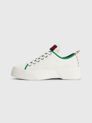 Flatform Sneaker Aus Canvas Mit Dicker Sohle Weiß Tommy Hilfiger