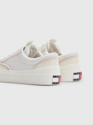 Flatform Sneaker Aus Leder Beige Tommy Hilfiger