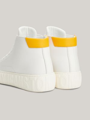Mid Top Cupsole Sneaker Aus Leder Weiß Tommy Hilfiger