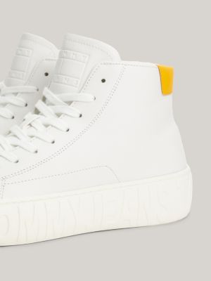 Mid Top Cupsole Sneaker Aus Leder Weiß Tommy Hilfiger