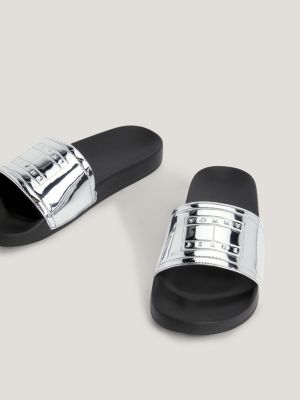 Metallic Badeschuh Mit Gleichfarbigem Badge Schwarz Tommy Hilfiger