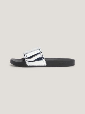 Metallic Badeschuh Mit Gleichfarbigem Badge Schwarz Tommy Hilfiger