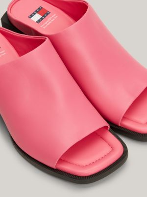 Leren Muiltje Met Blokhak Roze Tommy Hilfiger
