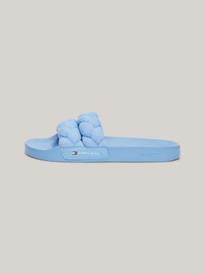 Chunky Braided Strap Slides | Blue | Tommy Hilfiger